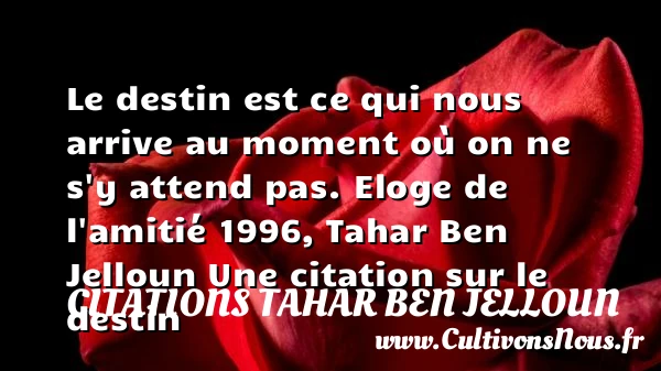 Le destin est ce qui nous - Citations Tahar Ben Jelloun - Cultivons nous
