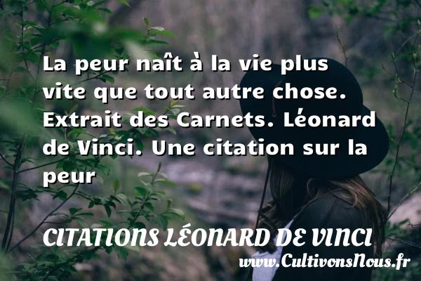La peur naît à la vie plus vite - Citations Léonard de Vinci ...