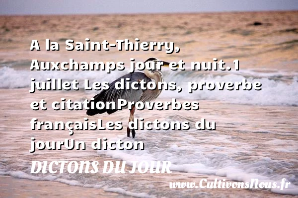 A la Saint-Thierry, Aux - Dictons du jour - Cultivons nous